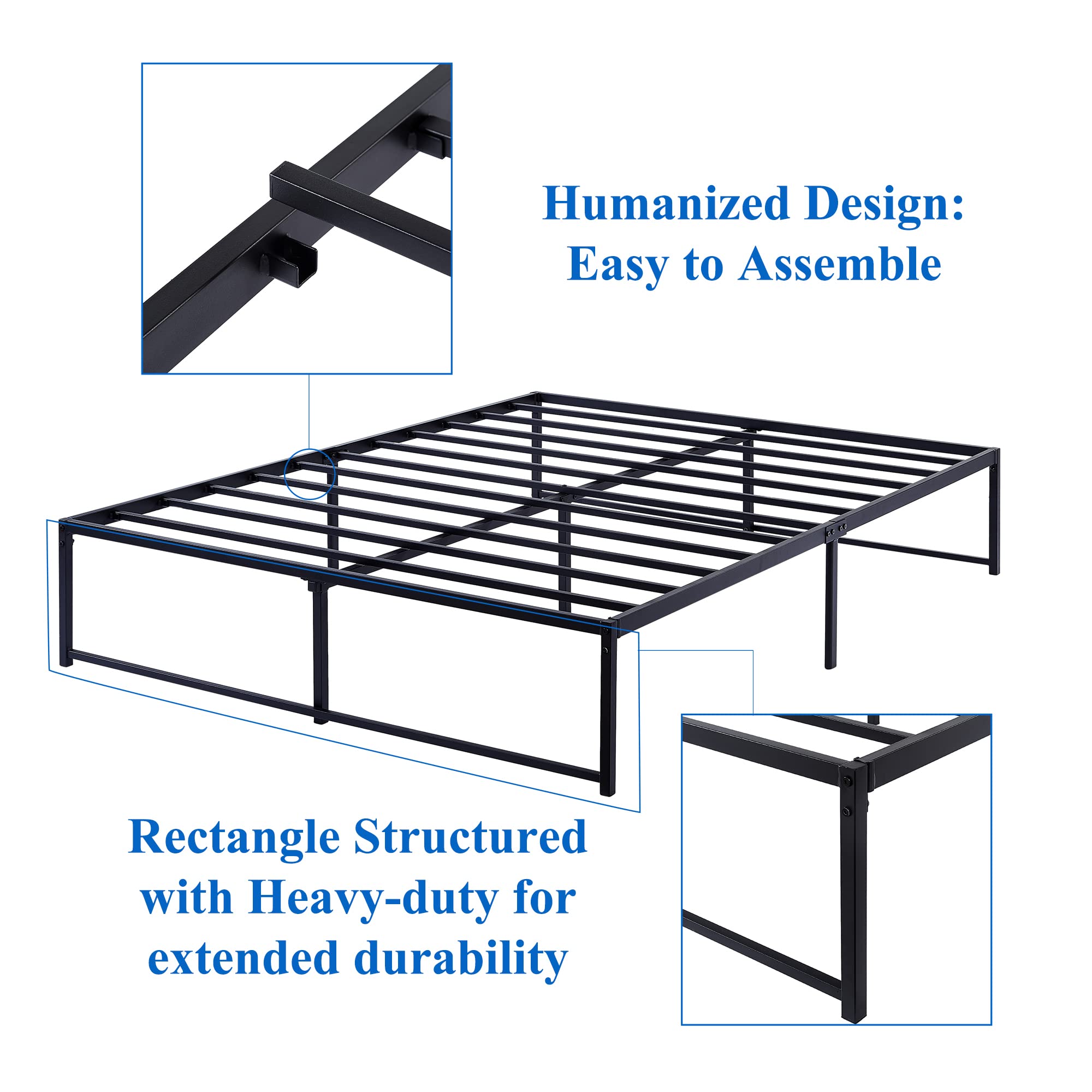 VECELO Queen Size Bed Frame,Industrial