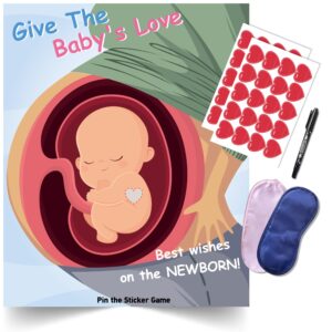 baby shower games party favors, pin the heart on the baby games, babyshower favors decorations birthday party supplies for adults girl boy - 40 guests