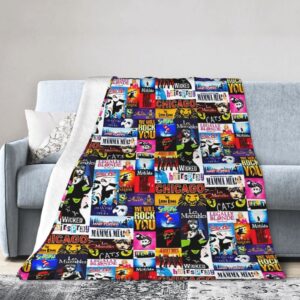 broadway musical collage blanket soft cozy fleece throw blanket plush lightweight warm fuzzy flannel blankets and throws for boys girls couch sofa bed 50"x40"