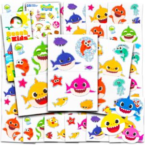 baby shark temporary tattoo set - baby shark party favors bundle with 96 temporary tattoos plus bonus spongebob stickers (baby shark party supplies)