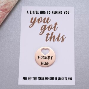 MIXJOY Little Pocket Hug Token You Got This & Greeting Card for Friends Family, Think of You Missing You Gift, Positivity Cheer Up Gift for Him Her, Good Luck, Sengding a Hug Gifts, Rose Gold