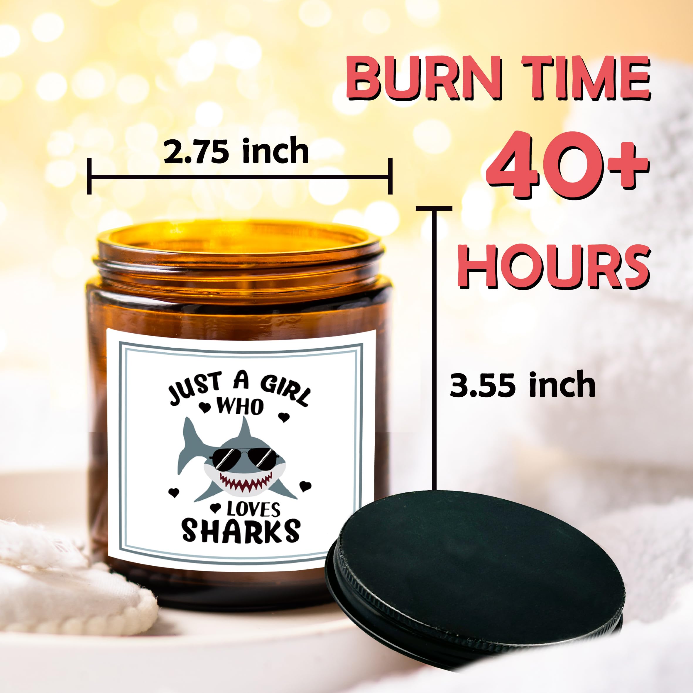 HIWX Just a Girl Who Loves Sharks Shark Scented Candle, Shark Gifts, Shark Candles Gifts for Shark Lovers Women Friends Girls Her, Shark Sea Animal Soy Candles for Home Decor Scented 8oz Holders