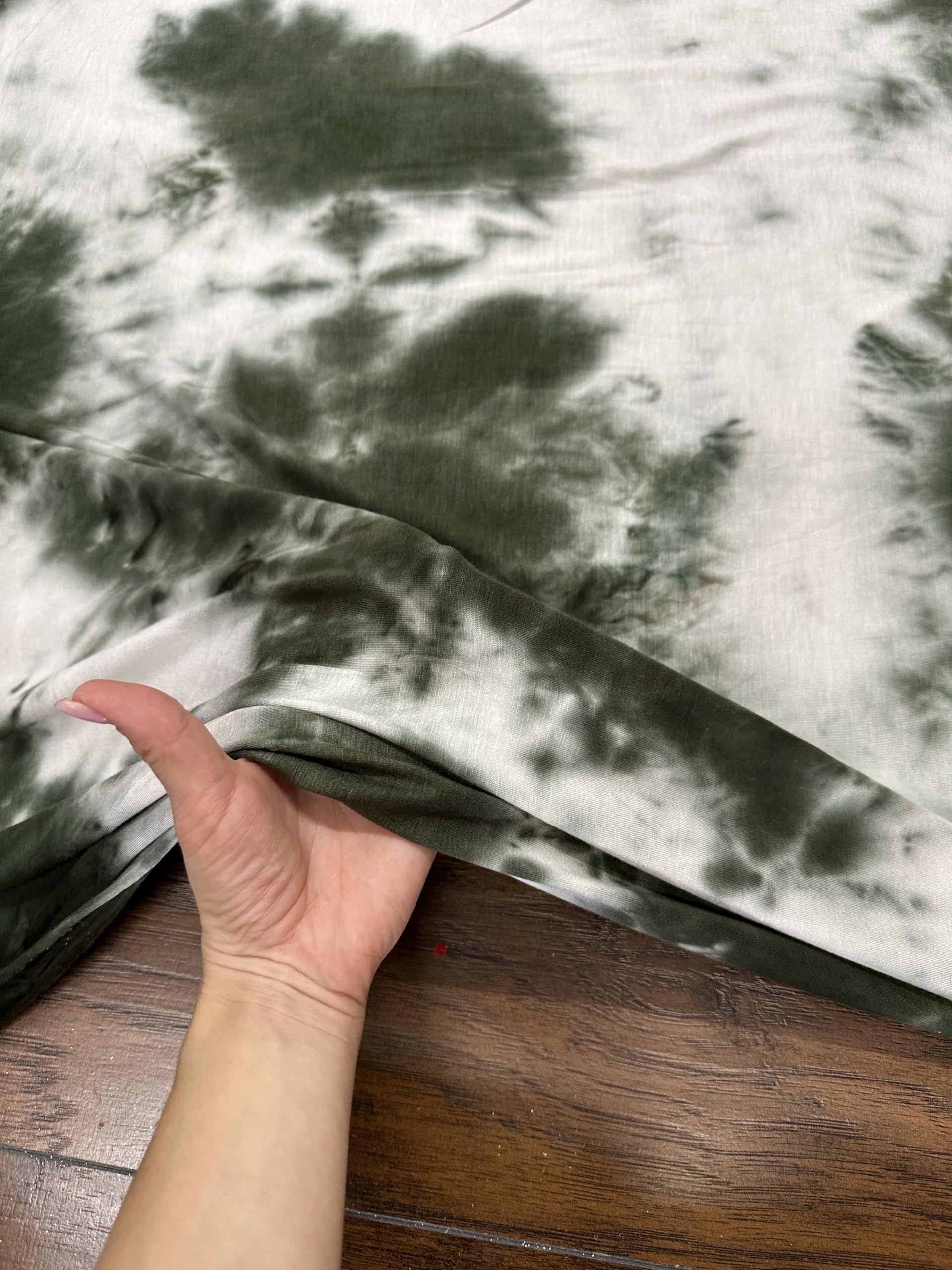 Tie Dye Jersey Knit Fabric by The Yard - 4 Way Stretch - Stretch Material for Sewing - Polyester-Cotton Stretch Fabric by The Yard - 58 Inch Width (Hunter Green and White)