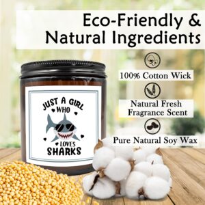 HIWX Just a Girl Who Loves Sharks Shark Scented Candle, Shark Gifts, Shark Candles Gifts for Shark Lovers Women Friends Girls Her, Shark Sea Animal Soy Candles for Home Decor Scented 8oz Holders