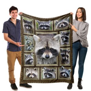 raccoon blanket,gift for raccoon lover,soft cozy plush sofa bed couch throw animal blanket for kids and adult,50"x60"