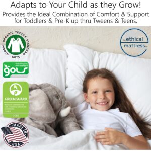 ETHICAL MATTRESS CO 6" Kid’s Mattress, Toxin-Free, Made in the USA with Organic Cotton, Wool, Latex & Pocketed Coils (Mattress-in-a-Box); perfect for bunk beds, trundles & platform beds - Twin XL size