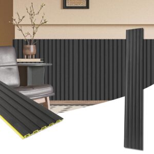 art3d wpc wainscoting panels, 16-pack 48 x 6 inch 3d wall accents for interior wall decor, living room, bedroom, black