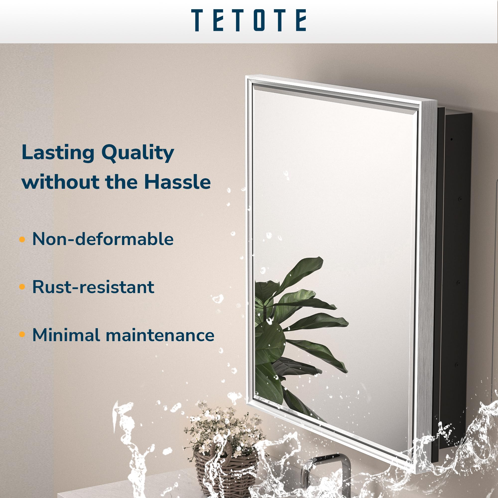 TETOTE 40x30 Inch Medicine Cabinet Silver Framed Bathroom with Mirror Aluminum Framed Surface or Recessed Wall-Mounted Medicine Cabinets Beveled Mirror with Storage 2 Door Modern Farmhouse