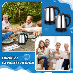 Baquler 2 Pcs 2L Electric Kettle Stainless Steel Hot Water Kettle with Auto Shut Off and Boil Dry Protection Tech Electric Water Heater Hot Water Pot Fast Boil Water Warmer for Coffee Tea Beverages