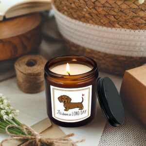 HIWX It's Been a Long Day Wiener Dog Scented Candle, Dachshund Gifts, Dachshund Dog Christmas Candles Gifts For Women Friends Men, Dachshund Wiener Dog Soy Candles For Home Dog Mom Scented 8oz Holders