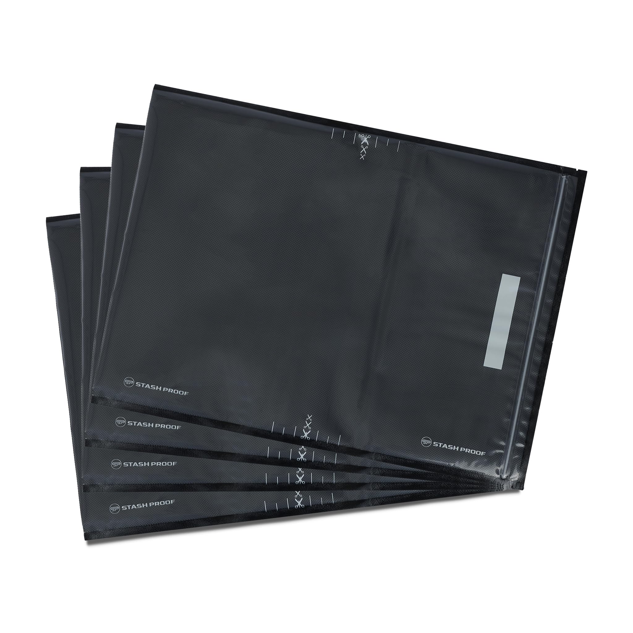 Stash Proof Resealable Zipper Vacuum Seal Bags 8" x 12" (100 Count) 5.5 Mil (Black and Clear) - BPA Free Commerical Grade Food Saver for Storage, Sous Vide, and Meal Prep Sealer Bag