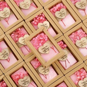 demissle 30 pcs handmade scented soap wedding party favors gifts bridal shower baby shower soap favors for guests in bulk rectangle natural soap favors for wedding souvenirs engagement party (pink)