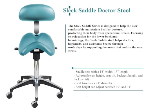 AmeriCan Goods Professional Rimostool Deluxe Sleek Saddle Series Dental Rolling Saddle Seat Cusion Chair for Doctor's Office (Cobalt)