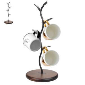 mw-nihola mug holder stand, countertop mug tree, coffee pod holder with mug rack, coffee counter bar accessory & kitchen organizer