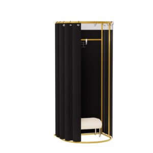 JVVMNJLK Clothing Store Fitting Room, Portable Changing Room, Privacy Protection Movable Dressing Room with Shading Curtain, Temporary Wall for Activities Shopping Malls, Black