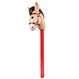 inflatable stick horse,inflatable horse head on stick horse costume pony/halloween/western cowboy/horse baby shower birthday party decorations supplies favors prop, 37 inch (red)