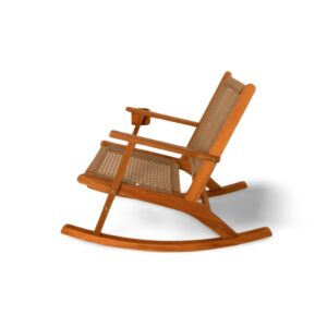 Aspect Living Vega Outdoor Rocking Chair with Beverage Holder - Natural Finish Wooden Chair, Patio, Poolside, Backyard, Garden - Indoor & Outdoor Use - Robust Wood Construction - 65245