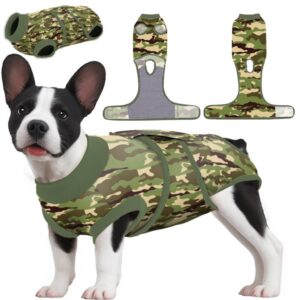 petwarm dog surgical recovery suit,anti-licking pet surgical recovery snugly suit bodysuit for abdominal wounds skin disease substitute e-collar & cone,dog onesie,camouflage pattern,green,s