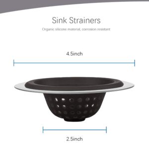 MW-NIHOLA 2PCS Sink Strainers,Flexible Silicone and Stainless Steel Kitchen Sink Drainer Baskets，Large Wide Rim 4.5 inch Diameter,Rust Free,Prevent Food Residues from Clogging