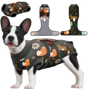 petwarm recovery suit for male dogs neutered,surgery suit for dogs,professional pet recovery shirt dog abdominal wounds bandages female male dog onesie for spay neuter,zoo pattern,black brown,xl