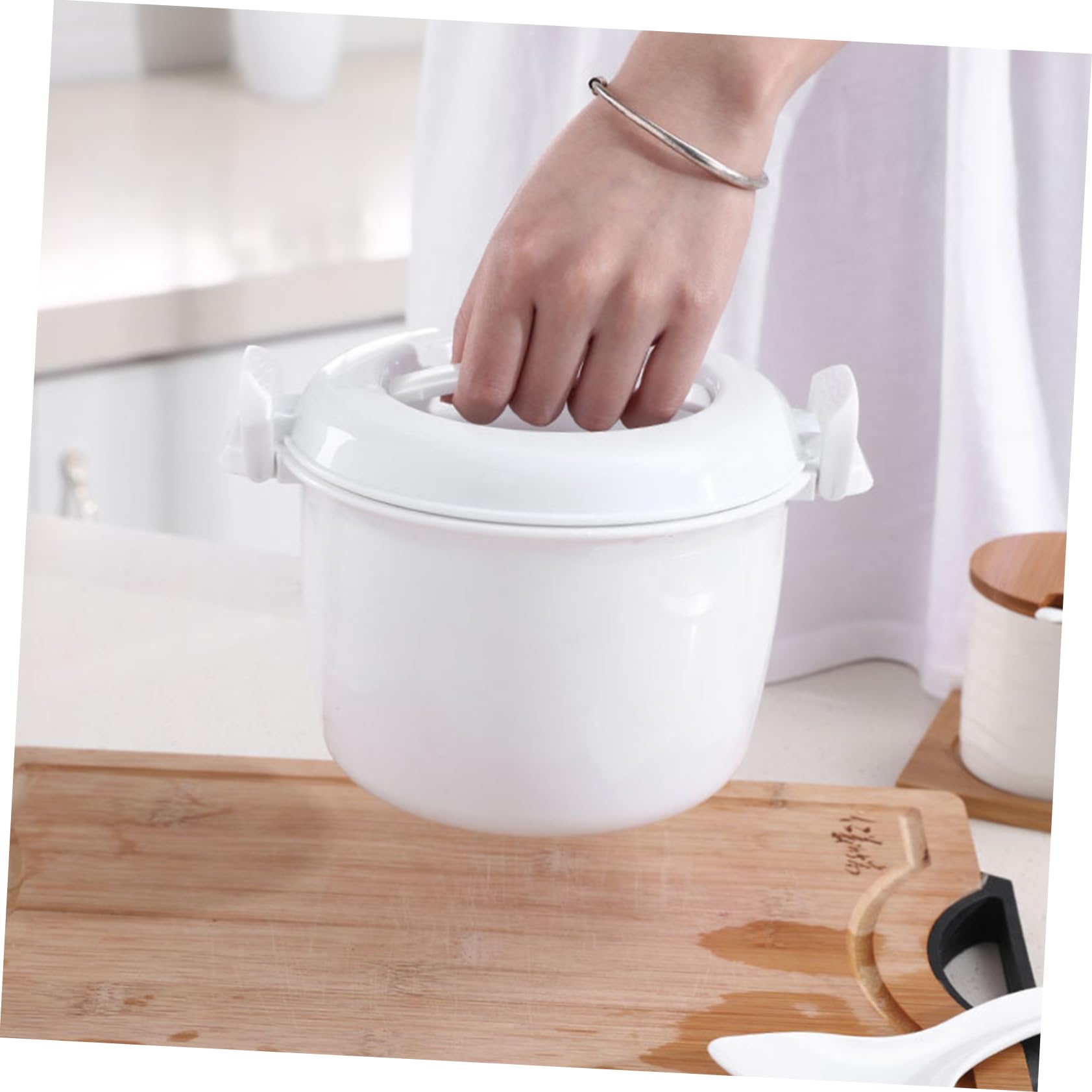 RORPOIR Rice Cooker Rice Maker for Microwave Food Storage Bowl Microwave Bowl with Lid Microwave Rice Pots Microwave Rice Cooking Microwave Steamer Basket Travel Pasta Insulation Plastic