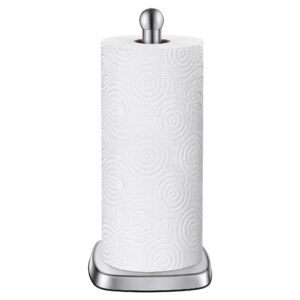 smartake paper towel holder for countertop, standing kitchen roll holder with suction cups, non-slip paper towel stand, stainless steel, weighted base, for kitchen bathroom, square base (silver)