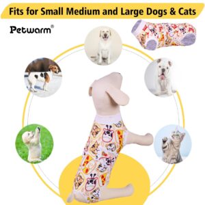 PetWarm Recovery Suit for Dogs Female Spay,Surgery Suit for Dogs,Professional Pet Recovery Shirt Dog Abdominal Wounds Bandages Anti-Licking Dog Surgery Recovery Suit Soft,Zoo Pattern,Red White,L