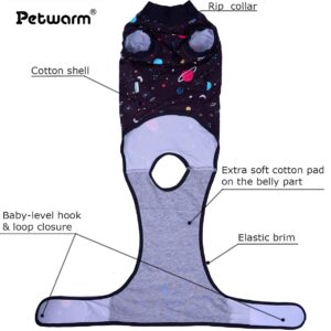 PetWarm Surgery Suit for Dogs Female,Recovery Suit for Female Male Dogs,Professional Pet Recovery Shirt Dog Abdominal Wounds Bandages Prevent Licking Dog Onesies,Galaxy Pattern,Black,XL