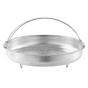 multifunctional all-in-one pan steamer basket with handle, household stainless steel draining basket fine mesh steam, dishwasher safe, perfect for steaming vegetables, easy use (s-8.85in)