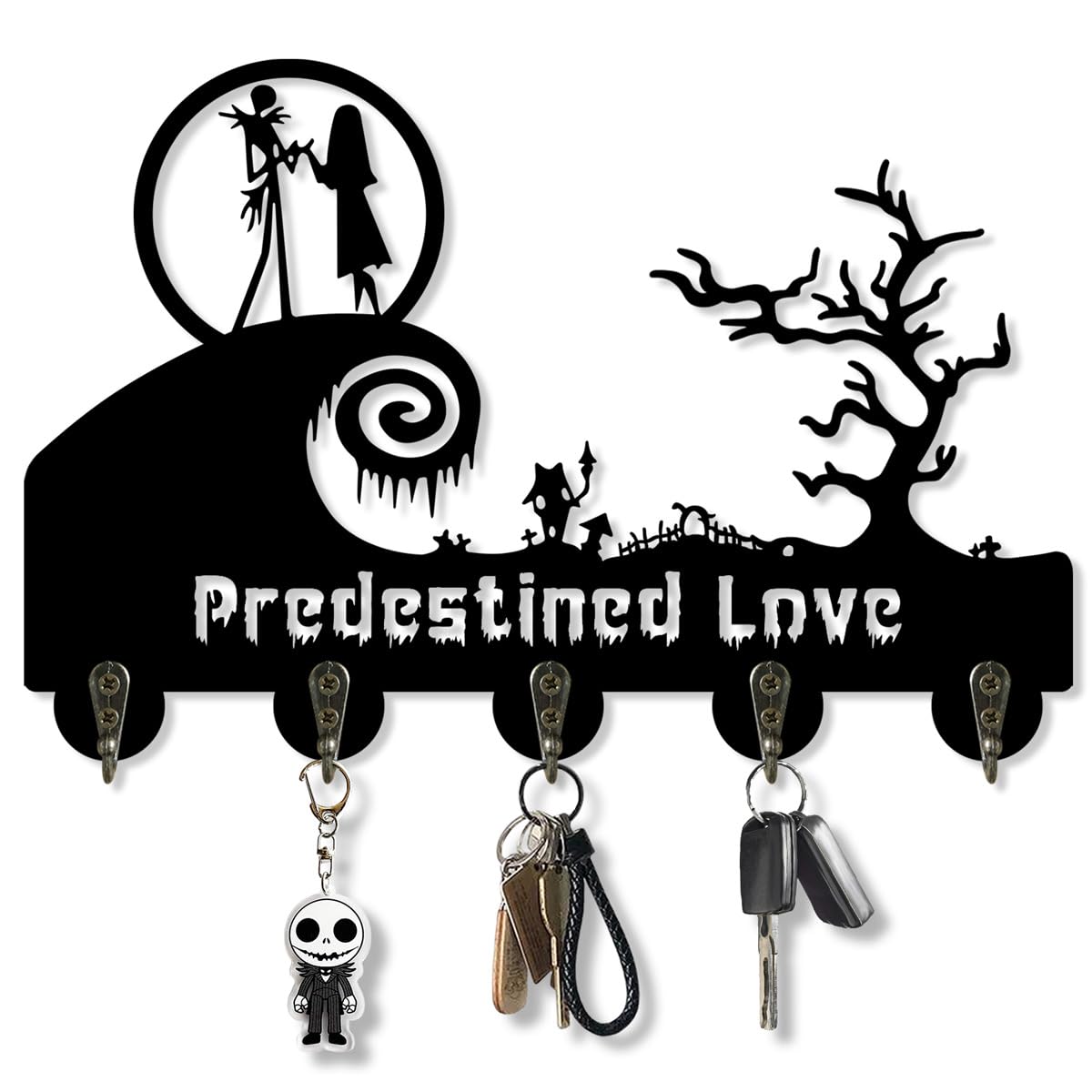 KingLive Predestined Love Coat Hook,The Christmas Eve Decoration,Nightmare Before Christmas Wooden Coat Hooks Key Hooks Home Decora for Bedroom Kitchen Towel Rack,Halloween Present Christmas Gifts