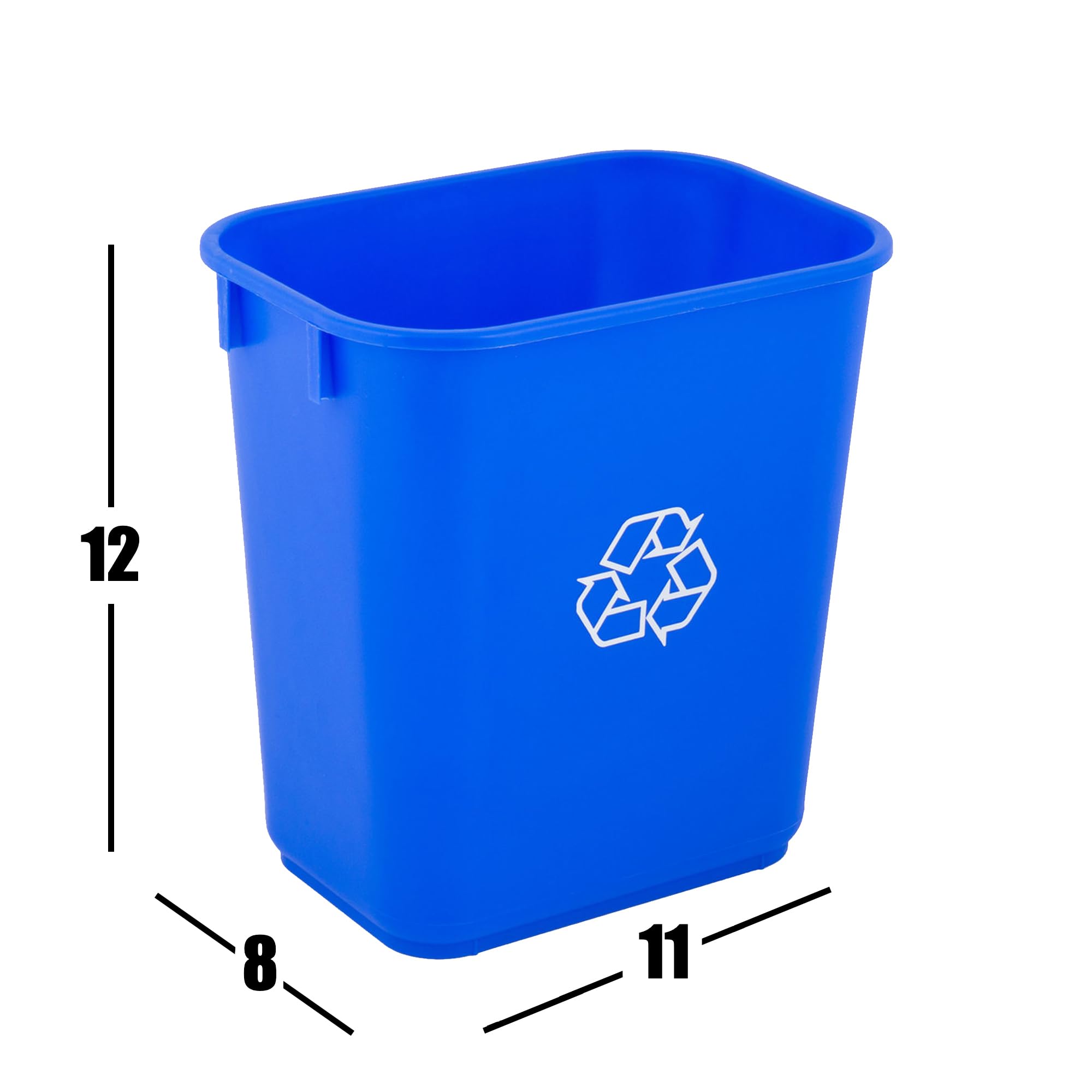 Mix.Home 2 Pack! 3 Gallon Blue Rectangular Wastebasket Restaurant Trash can Commercial Trash can Office Plastic Trash can Bathroom Garbage bin Rectangular Trash cans for Kitchen Janitorial Trash can