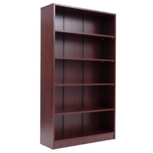 stary 5 shelf mahogany bookcase 60 inch tall wood bookshelf for bedroom