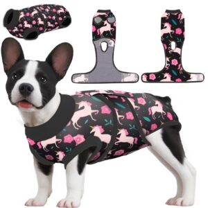 petwarm dog surgery recovery suit male neuter,recovery suit for dogs,dog after surgery onesie,post-spay & neuter,prevents licking–cotton protect dog abdominal,unicorn pattern,black,xl