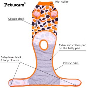 PetWarm Dog Spay Recovery Suit,Recovery Suit for Female Male Dogs,Dog Onesie After Surgey Spay Neuter Professional Pet Recovery Shirt Dog Abdominal Wounds Bandages,Leopard Pattern,Orange,XS