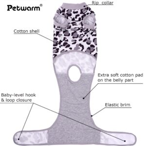 PetWarm Surgery Suit for Dogs Male - Dog Cone Alternative After Surgery - Covers Wounds, Prevents Licking - Fashionable and Protective - Lightweight and Breathable,Leopard Pattern,White,L