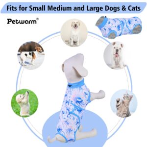 PetWarm Post Spay Dog Suit Female,Dog Surgery Suit,Cone of Shame Alternatives Bodysuit for Abdominal Wounds Skin Disease, Dog Bodysuit for Small Medium Large Dogs,Marine Animal Patterns,Blue,XS