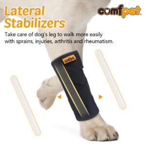 COMFPET Dog Front Leg Brace, Dog Leg Support Wrap with Plastic Bar Stabilizers, Canine Front Leg Wrap Sleeve to Prevent Licking, Dog Sprains, Arthritis (Medium)