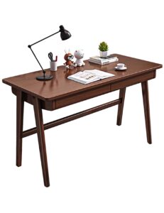 acrylicolor wood writing desk with 2 drawer,home office desk for small spaces study desk pc table workstation (walnut, 39.4x23.6x29.5)