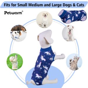 PetWarm Dog Onesie for Spay Neuter,Dog Recovery Suit,Anti-Licking Pet Surgical Recovery Snugly Suit Bodysuit for Abdominal Wounds Skin Disease Female Male Dog Bodysuit,Unicorn Pattern,Blue,XS