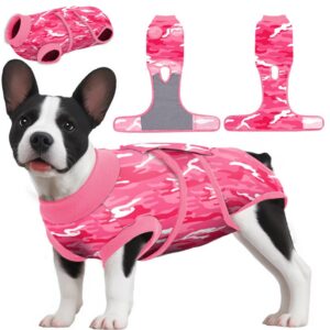 petwarm dog onesie for surgery male,anti-licking pet surgical recovery snugly suit surgery suit for dogs,professional pet recovery shirt dog abdominal wounds bandages,camouflage pattern,pink,m