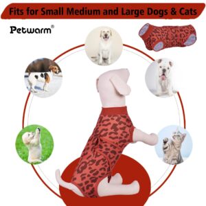 PetWarm Dog Recovery Suit,Surgical Suit for Dogs Female Spay Male Neutered,After Surgery Dog Onesie,Anti-Licking Dog Surgery Recovery Suit,Leopard Pattern,Red,XS