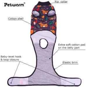 PetWarm Recovery Suit for Male Dogs Neutered,Surgery Suit for Dogs,Professional Pet Recovery Shirt Dog Abdominal Wounds Bandages Female Male Dog Onesie for Spay Neuter,Zoo Pattern,Black Brown,XL