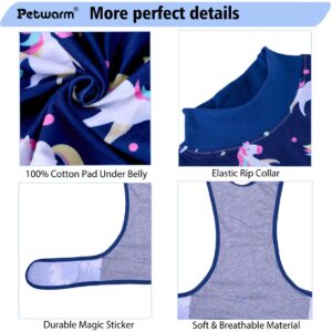 PetWarm Dog Onesie for Spay Neuter,Dog Recovery Suit,Anti-Licking Pet Surgical Recovery Snugly Suit Bodysuit for Abdominal Wounds Skin Disease Female Male Dog Bodysuit,Unicorn Pattern,Blue,XS