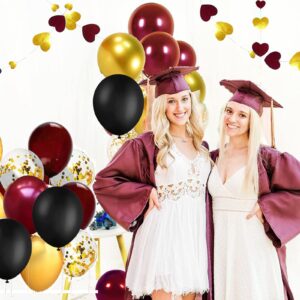 Graduation Decorations Burgundy Black Gold 2024/Maroon Gold Graduation Party Decorations FSU/Wizard Party Decorations/Burgundy Gold Black Balloons Burgundy Gold Birthday Decorations