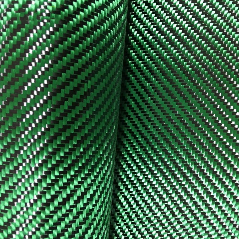 GatherTOOL 100cm*50cm Green Carbon Aramid Fiber Hybrid Fabric Cloth 3K Carbon Fiber Green Aramid Fiber 190gsm 0.2mm Thickness