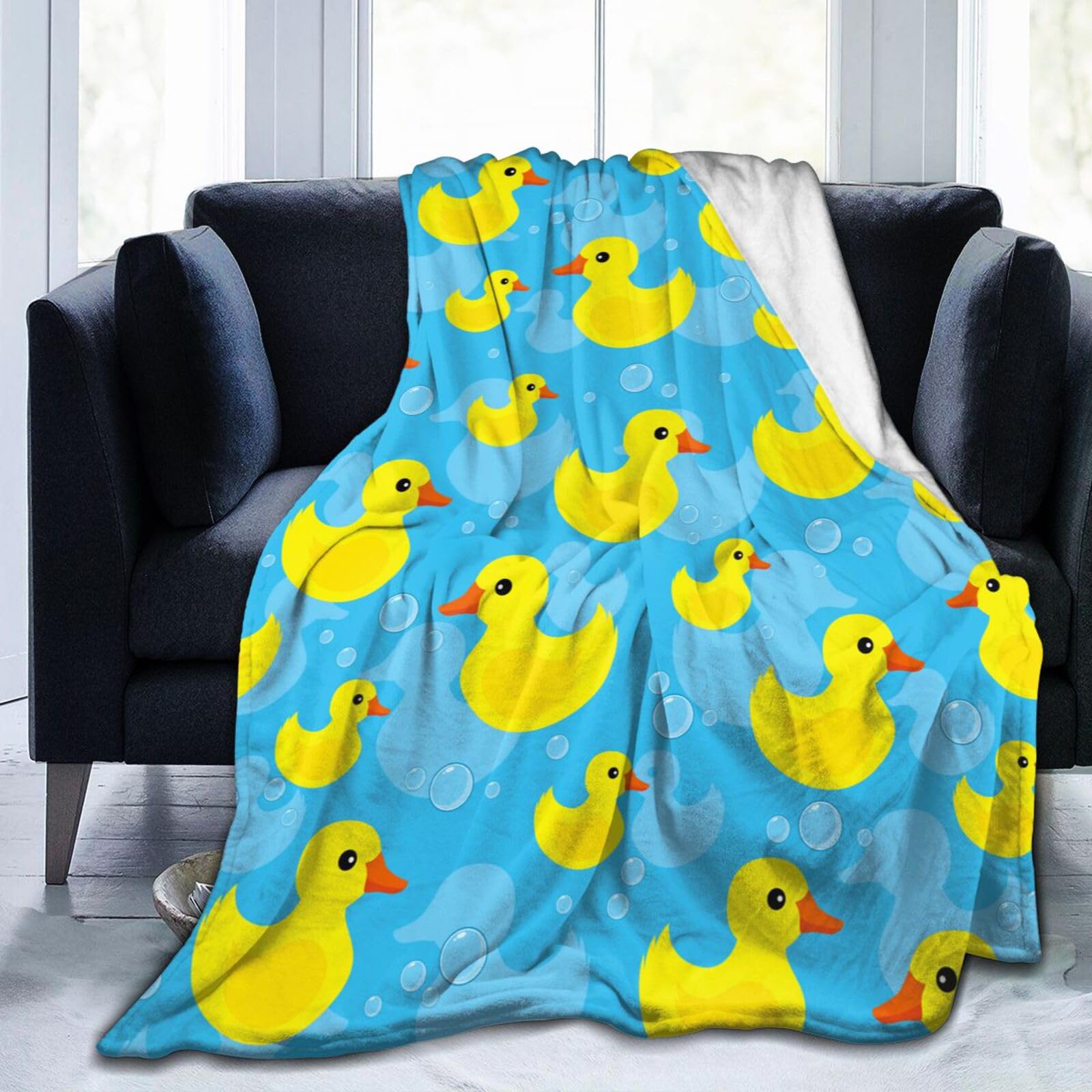 Cute Fun Duck Blanket, Soft Blankets Flannel Bed Throw Cozy Lightweight Plush Gifts for Kids Boys Girls Women Men Sofa Couch Bedroom Living Rooms Warm All Season, Home Decor, 80"x60"