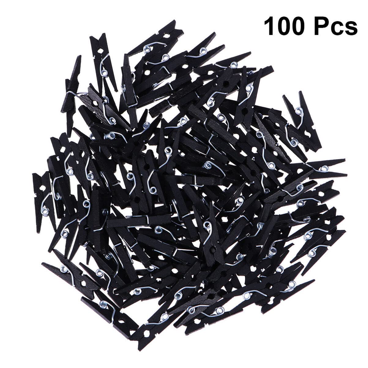 LIOOBO Mini Clothes Pins: 100PCS Small Clothespins for Photo, Wooden Clothes Pin, Clothespin for Photos, Crafts, Arts Black