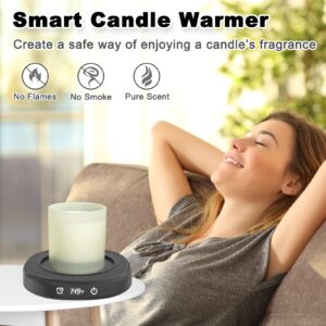 Candle Warmer, Auto Shut Off Large Candle Warmer Plate with Timer, Coffee Mug Warmer Cup Warmer for Desk, Electric Smart Beverage Warmer with 3 Temperature Settings Touch Switch for Office/Home