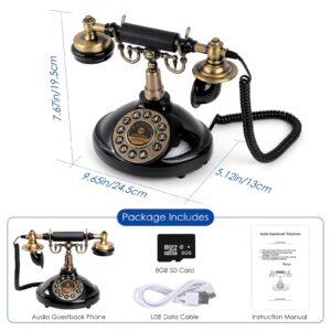 Audio Guest Book Wedding Phone Audio GuestBook Phone Record Customized Audio Messages Guest Book Classic Retro Style for Parties Birthdays Rentals Confessions Special Occasions (Black)