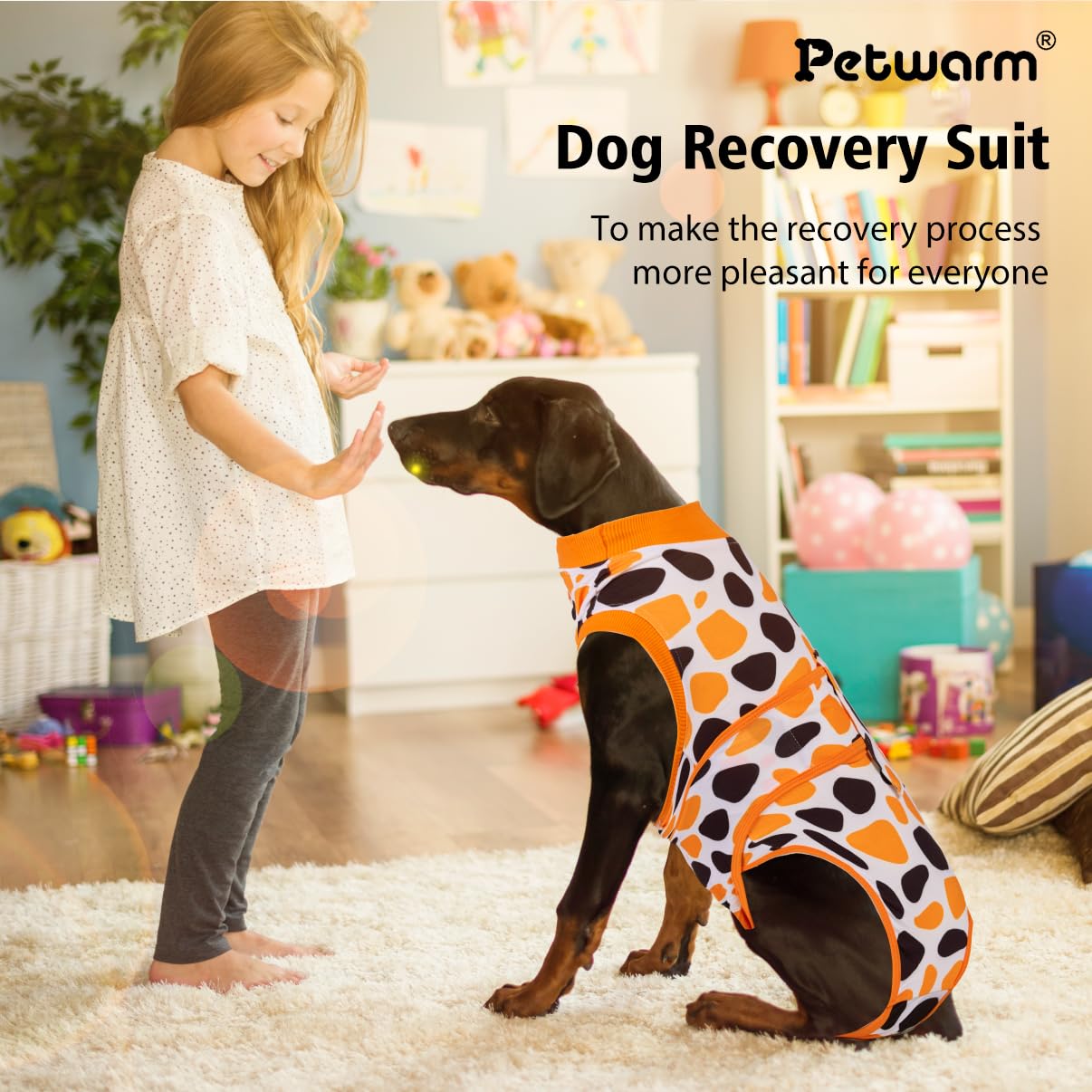 PetWarm Dog Spay Recovery Suit,Recovery Suit for Female Male Dogs,Dog Onesie After Surgey Spay Neuter Professional Pet Recovery Shirt Dog Abdominal Wounds Bandages,Leopard Pattern,Orange,XS